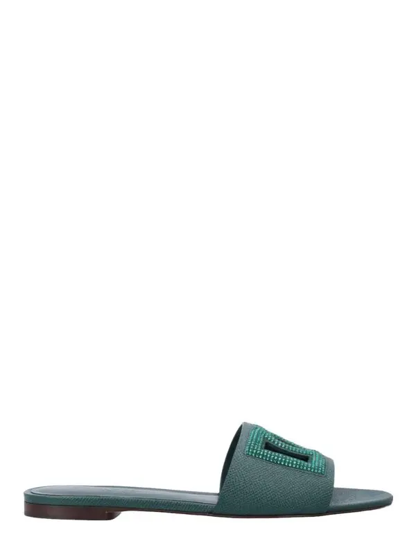 Dolce & Gabbana Embellished Logo Slides - Green