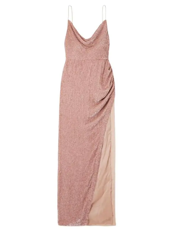 Retrofete Katya Draped Sequin Gown - Pink