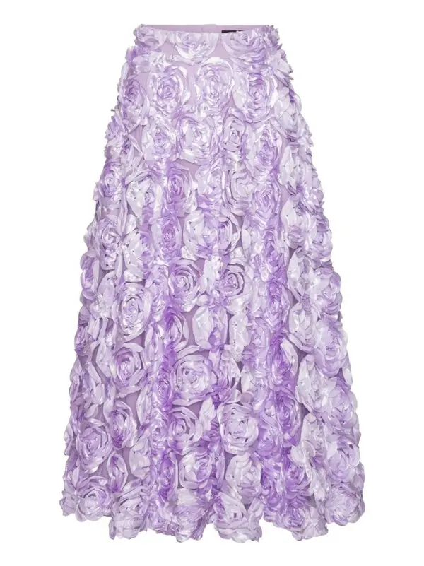 ROTATE BY BIRGER CHRISTENSEN Rose-embellished Midi Skirt - Purple