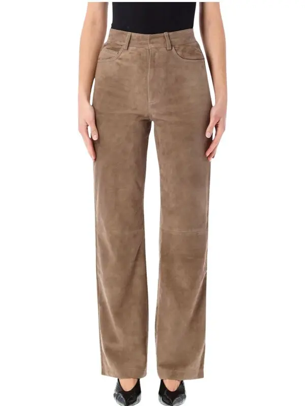 ROTATE BY BIRGER CHRISTENSEN Straight-leg Zipper Casual Pants - Brown