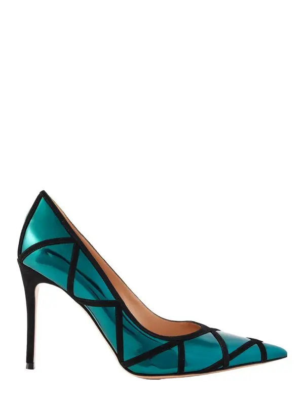 GIANVITO ROSSI Suede-trimmed Mirrored-leather Pumps - Multicolor