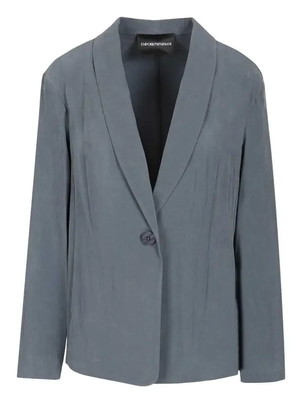 Emporio Armani Single-breasted Blazer With Shawl Collar - Whale Blue