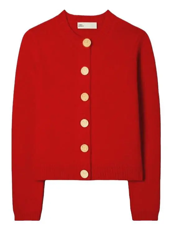 Tory Burch Long-sleeved Button-down Cardigan - Classic Red