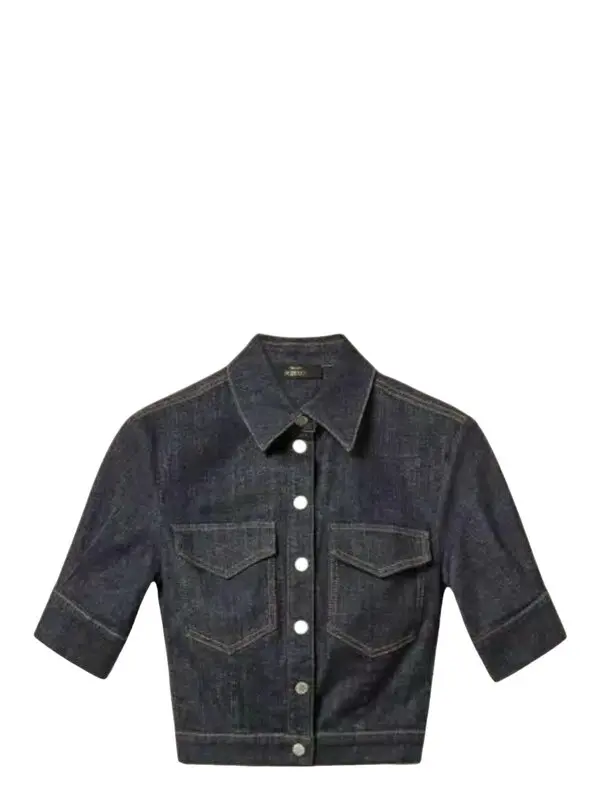 TWINSET Puff Sleeve Denim Shirt - Black