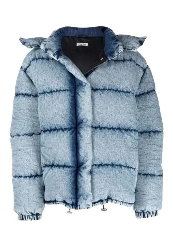 Miu Miu Quilted Denim Puffer Jacket - Blue