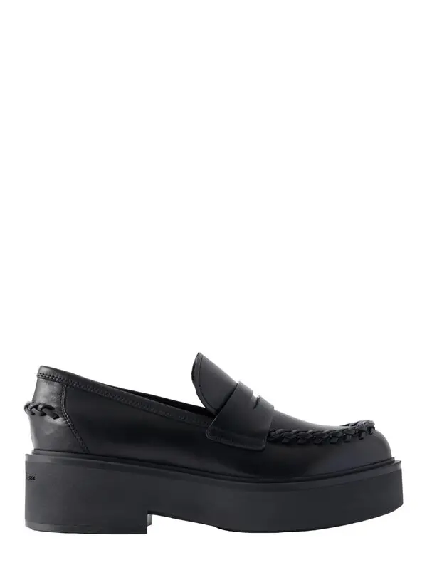 GIANVITO ROSSI Yuna Braided Leather Loafers - Black