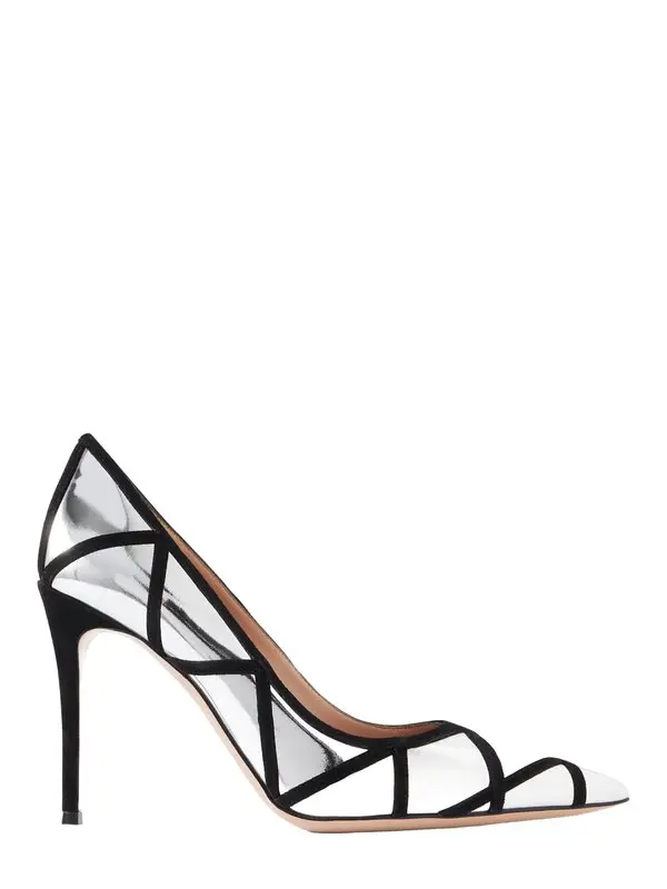 GIANVITO ROSSI Suede-trimmed Mirrored-leather Pumps - White