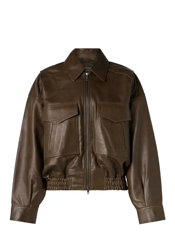 Staud Eugene Leather Zip-up Jacket - Brown