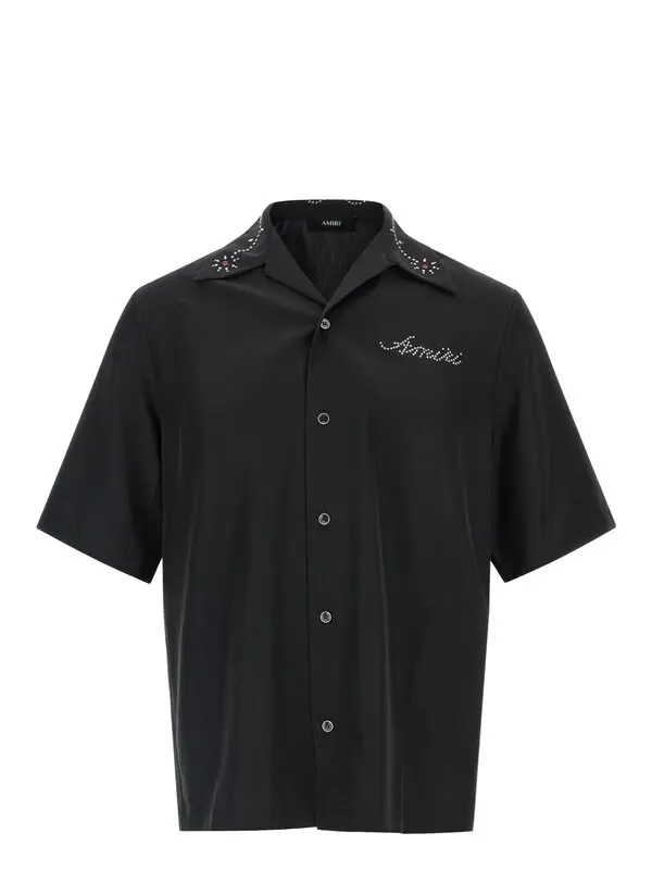 Amiri Rhinestone Logo Short-sleeve Shirt - Black