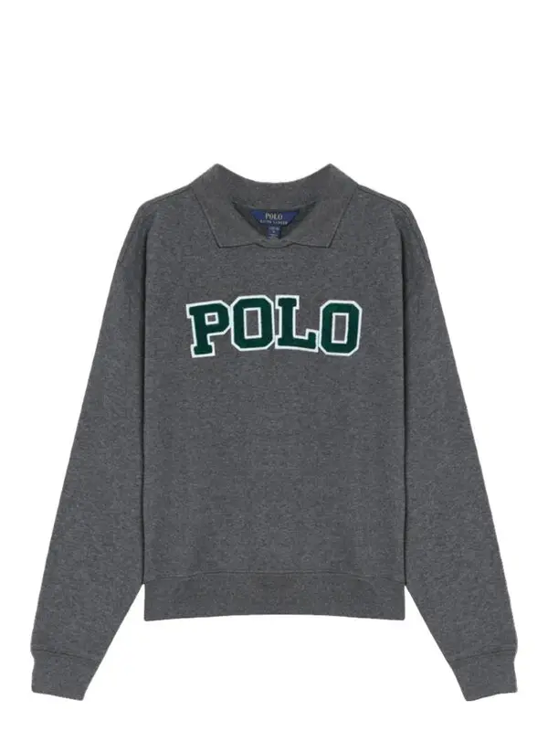 Polo Ralph Lauren Knit-collar Sweatshirt With Chenille Appliqu - Grey