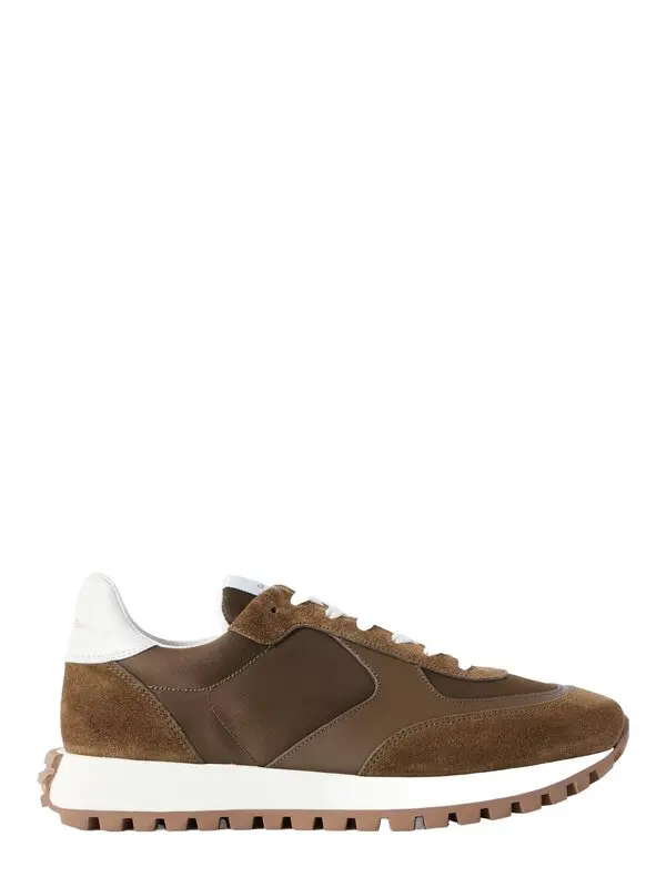 GIANVITO ROSSI Gravel Suede And Leather Sneakers - Green