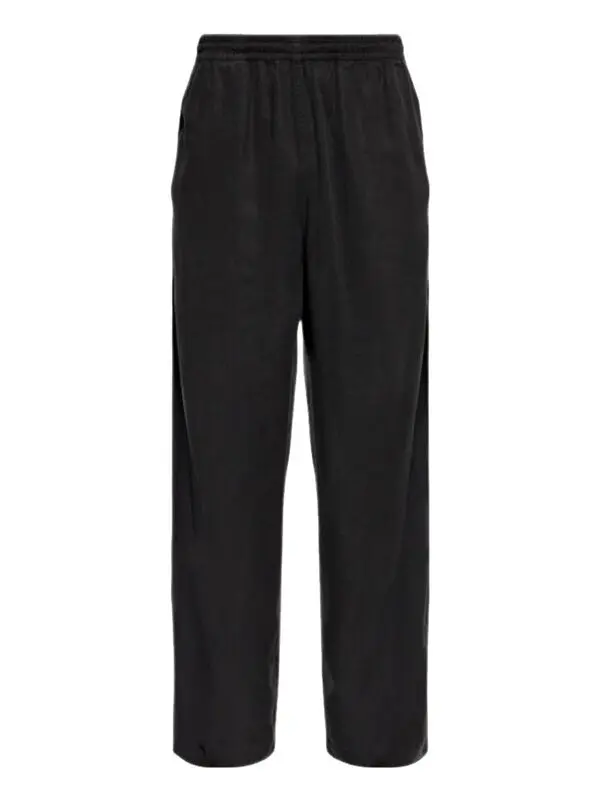 DIESEL® Elastic Waistband Trousers With Logo Detail - Black