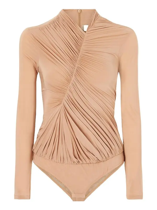 Stella McCartney Draped Crepe-jersey Bodysuit - Nude
