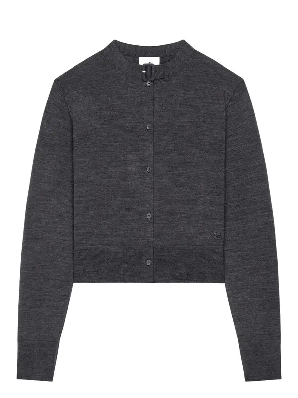 COURREGES Button-up Crewneck Cardigan - Carbon Black