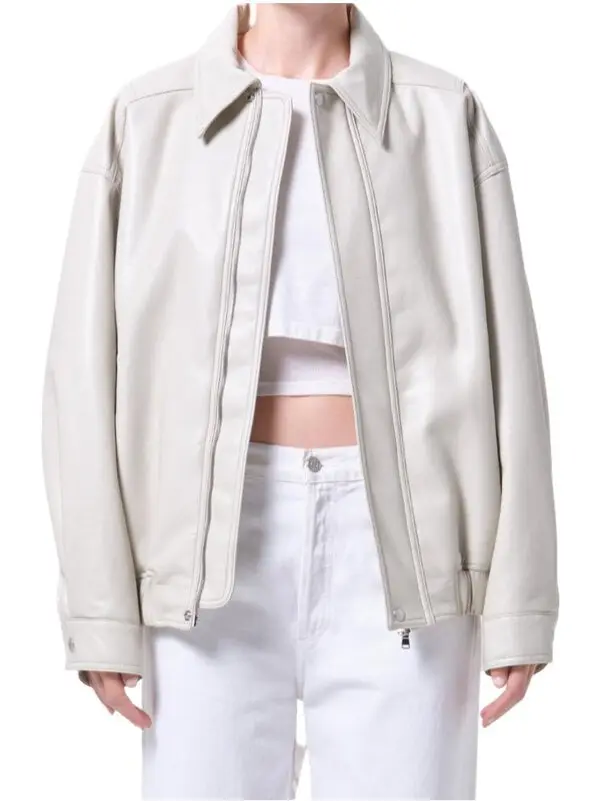 AGOLDE Aston Bomber Jacket - Light Gray Rice