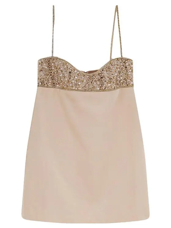 Retrofete Mini Crystal-embellished A-line Dress - Nude