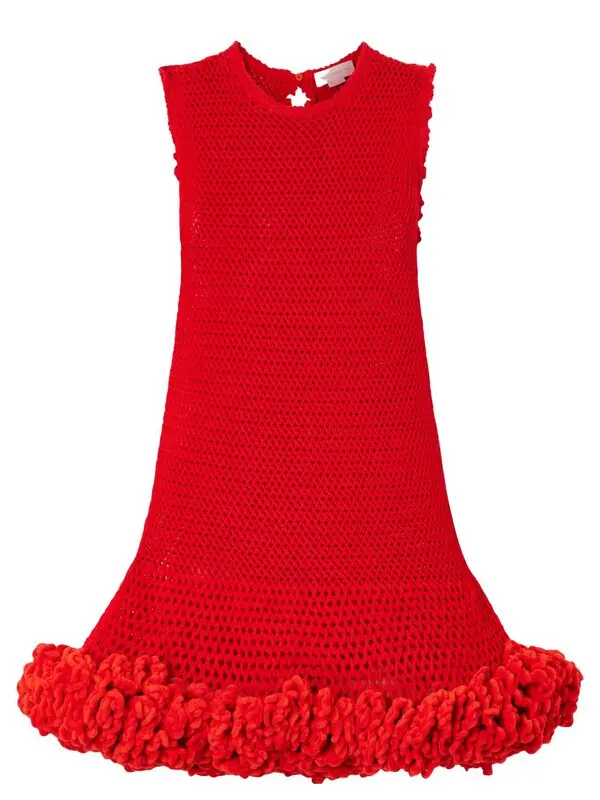 Stella McCartney Open-knit Wool Mini Dress With Sculptural Hem - Red