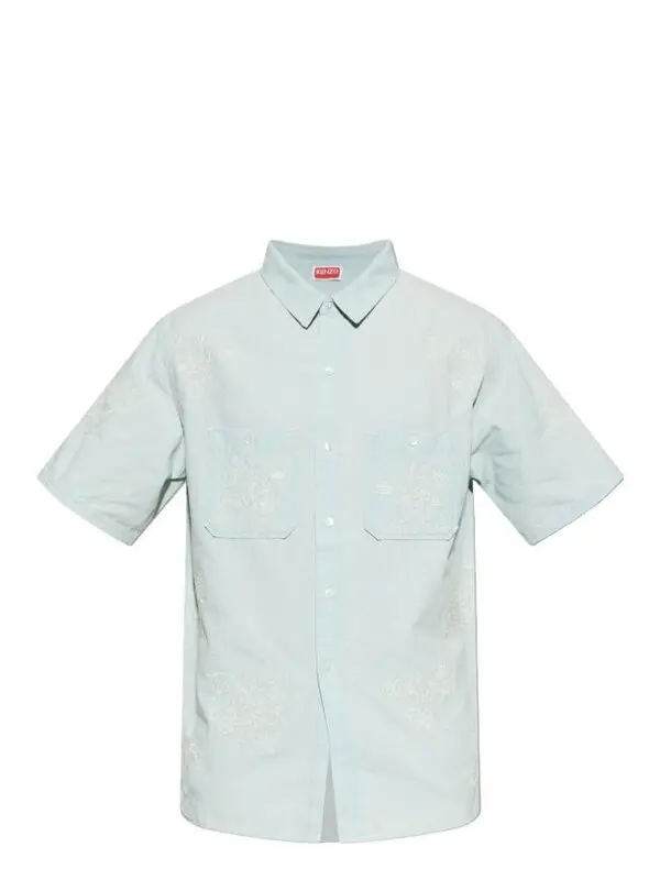 Kenzo Embroidered Button-up Shirt - Light Blue