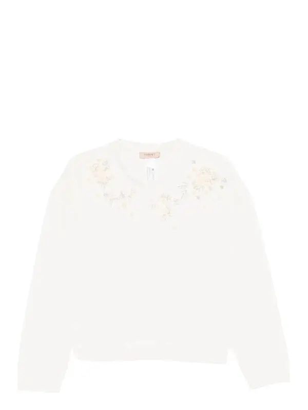 TWINSET Floral Appliqué Sweater - White
