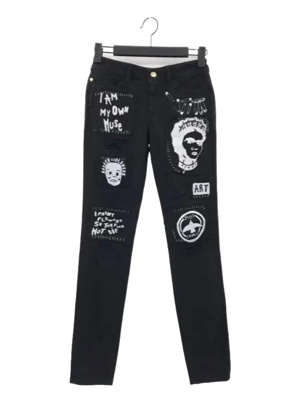 Just Cavalli Printed Denim Pants - Black