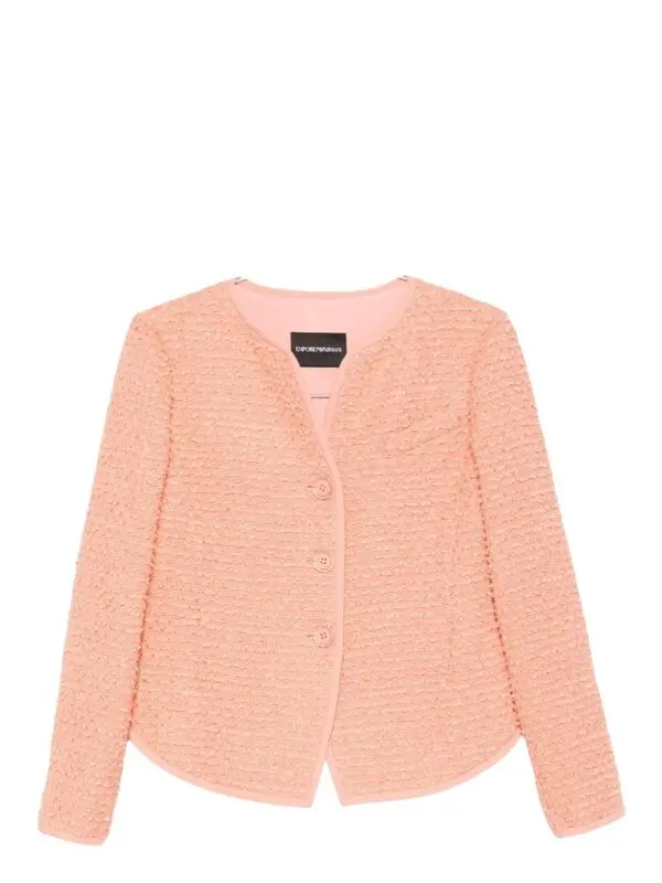 Emporio Armani Trim-detail Textured Jacket - Nude