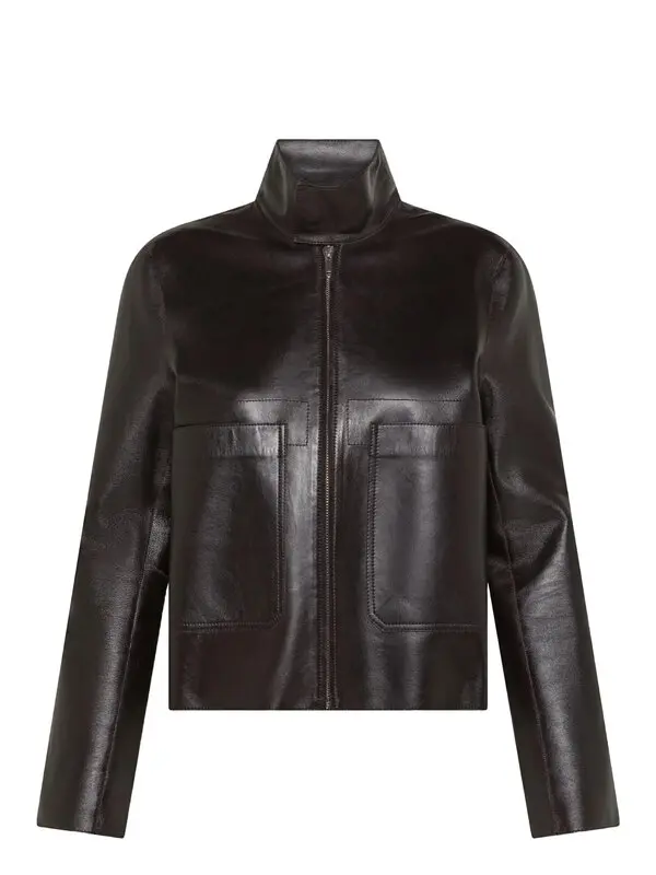 Seventy Short Leather Jacket - Black