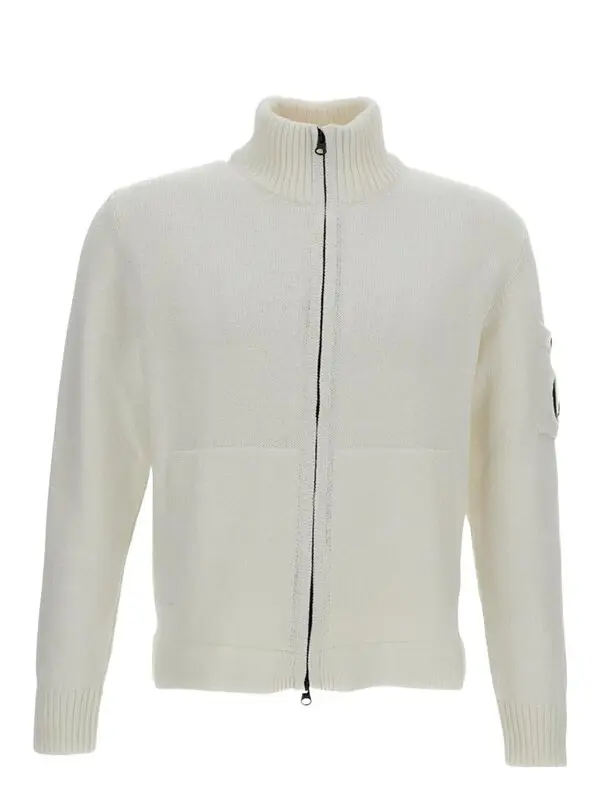 C.P. COMPANY Zip-up Knit Cardigan - White