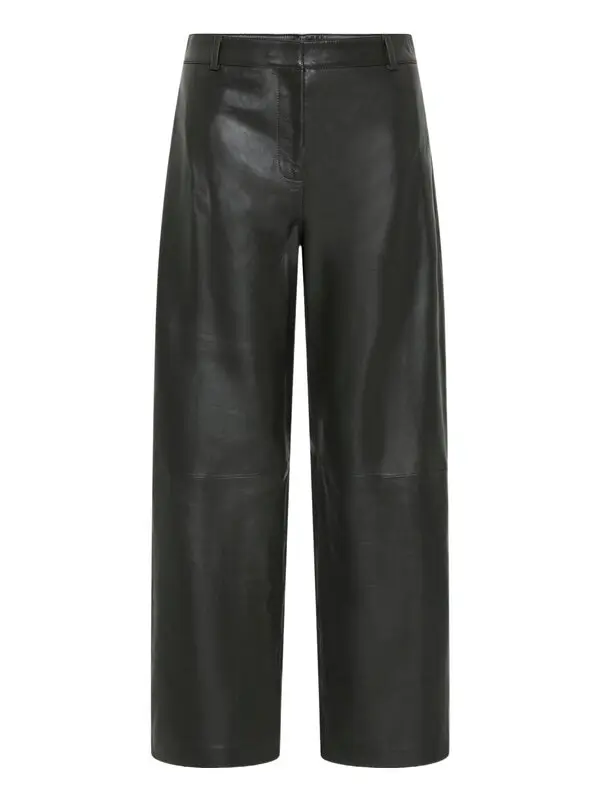 ST. AGNI Tapered Leather Trousers - Black