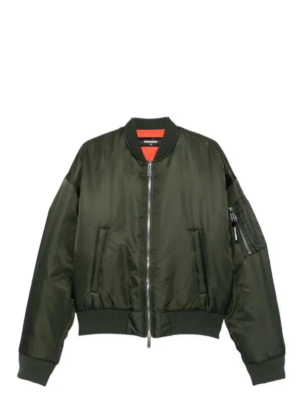 Dsquared2 Zip-up Bomber Jacket With Ribbed Hem And Cuffs - Green