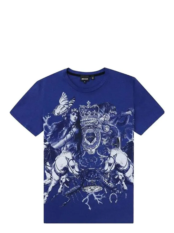 Just Cavalli Printed T-shirt With Round Neck - Blue
