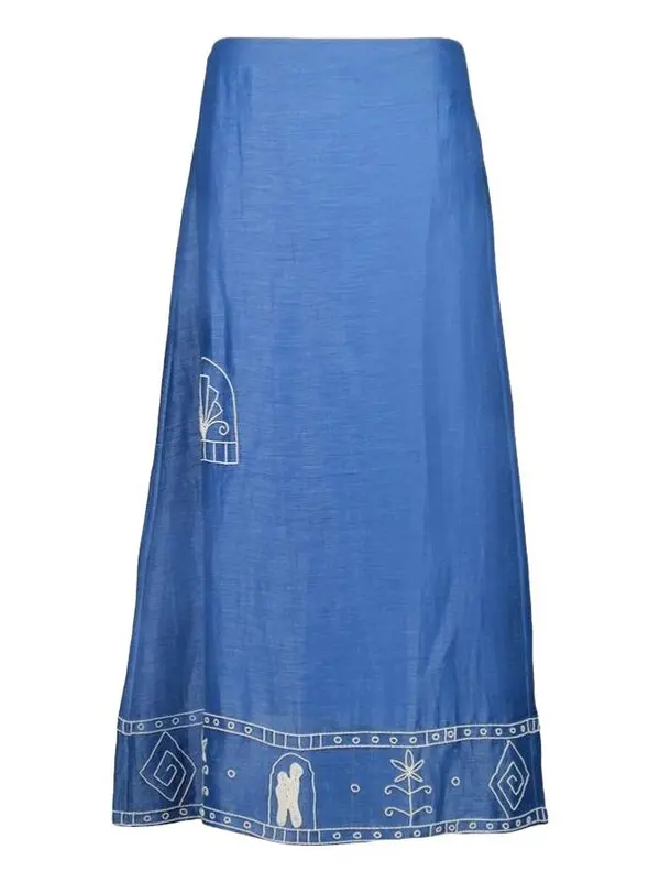 ALEMAIS Straight Midi Skirt - Blue