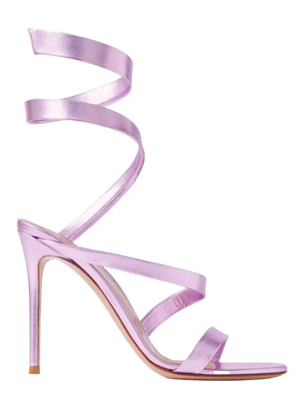 GIANVITO ROSSI Opera 105 Metallic Leather Sandals - Pink