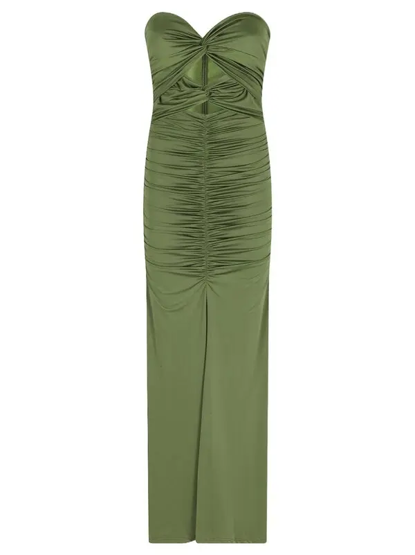 Essentiel Antwerp Jeremi Ruched Strapless Dress - Green