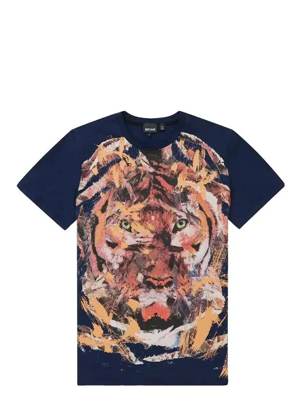 Just Cavalli Navy Blue Printed T-shirt - Black