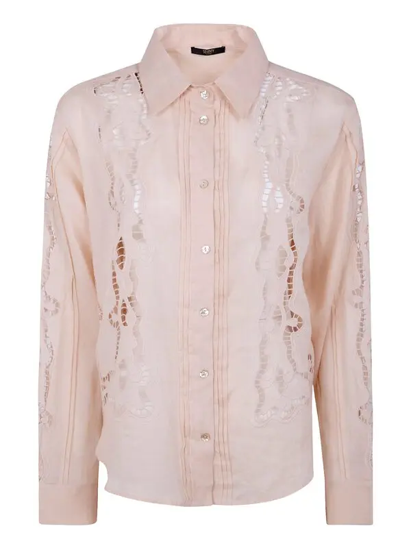 Seventy Openwork Shirt With Classic Collar - Powder
