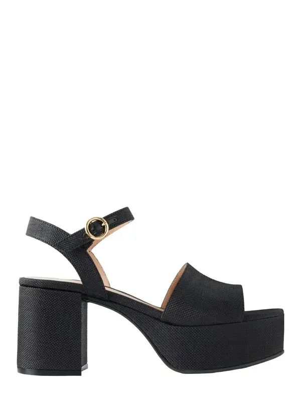 GIANVITO ROSSI Raffia Platform Sandals - Black