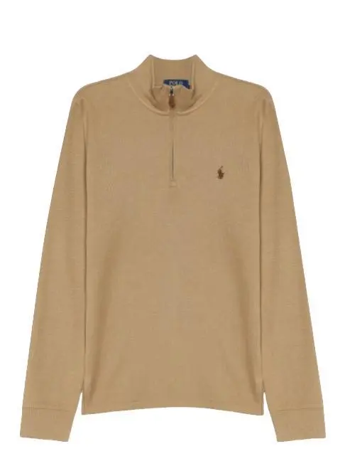 Polo Ralph Lauren Ribbed-knit Half-zip Sweatshirt - Camel