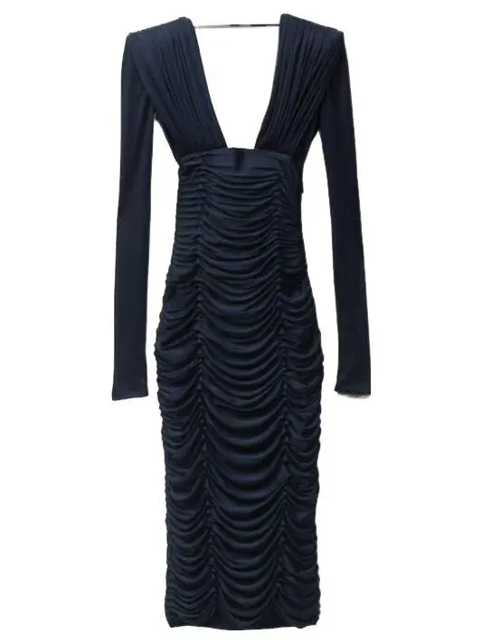 Versace Draped Midi Dress - Navy Blue