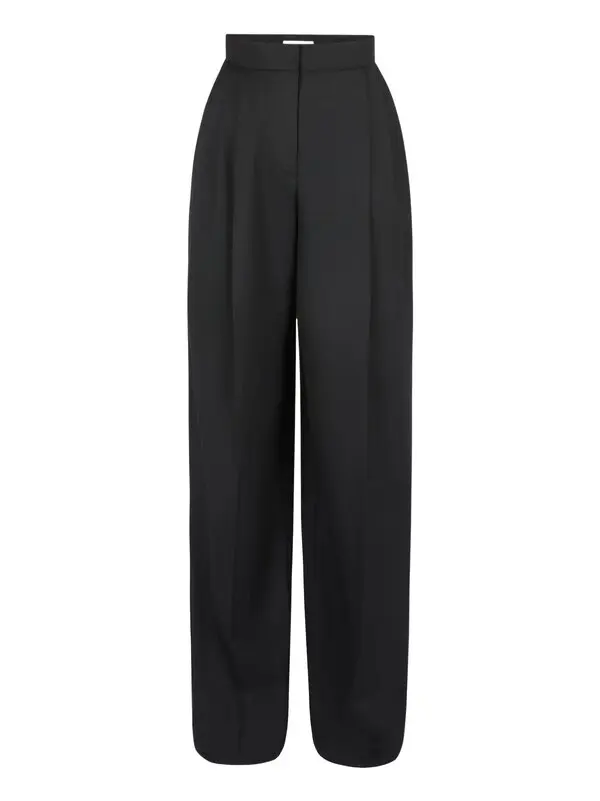 Nina Ricci Pleated Motif Wool Gabardine Trousers - Black