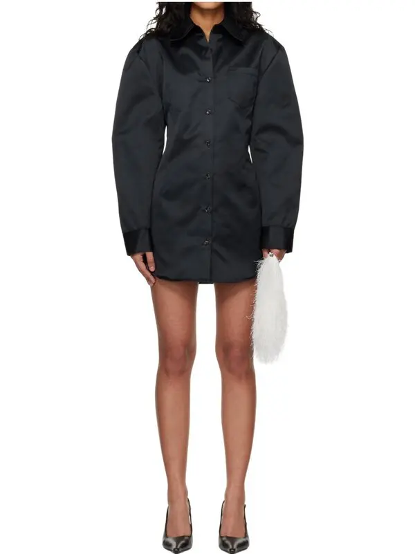 THE FRANKIE SHOP Akita Satin Cinched Long-sleeved Mini Dress - Black