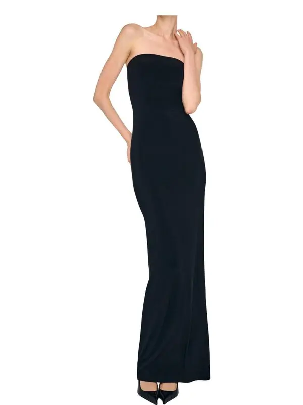 Norma Kamali Strapless Bustier Maxi Dress With Back Slit - Black