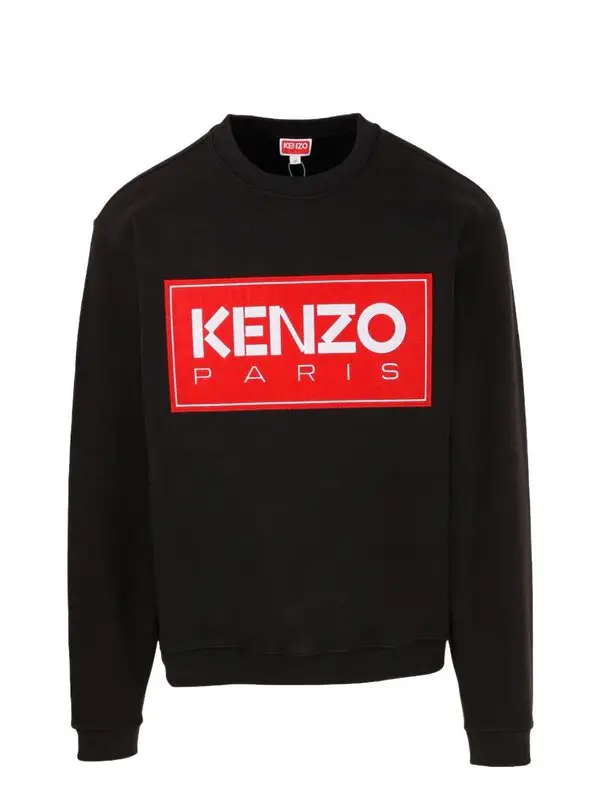 Kenzo Logo Patch Ribbed Crewneck Sweater - Black