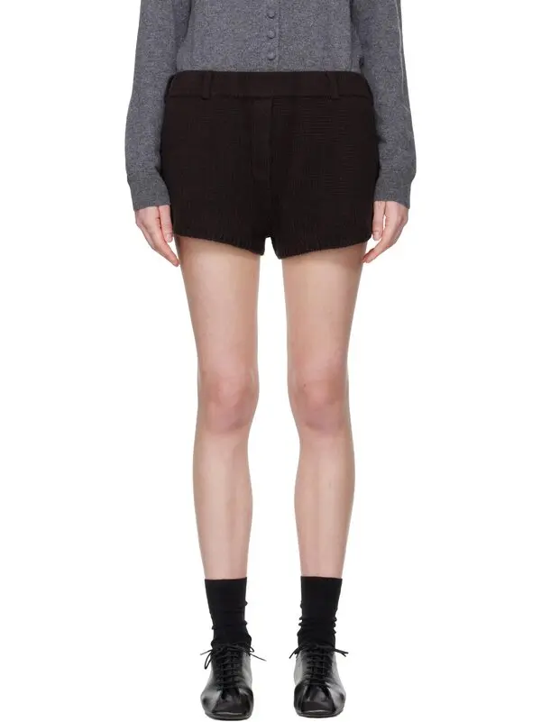 LISA YANG Annora Rib-knit Shorts - Dark Oak