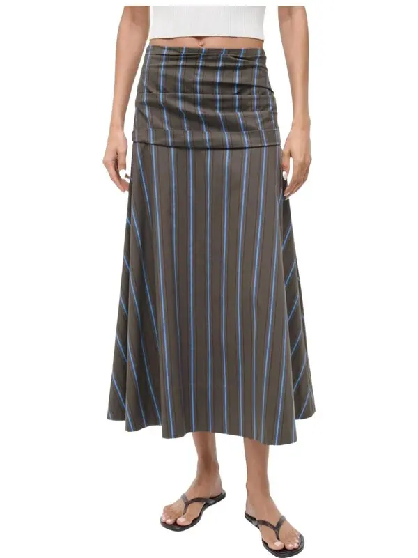 Staud Sol Skirt Huntington Stripe - Black