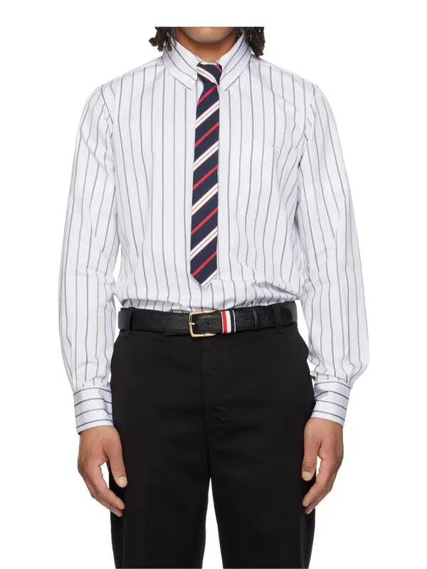 Thom Browne Stripe Poplin Shirt - Medium Grey