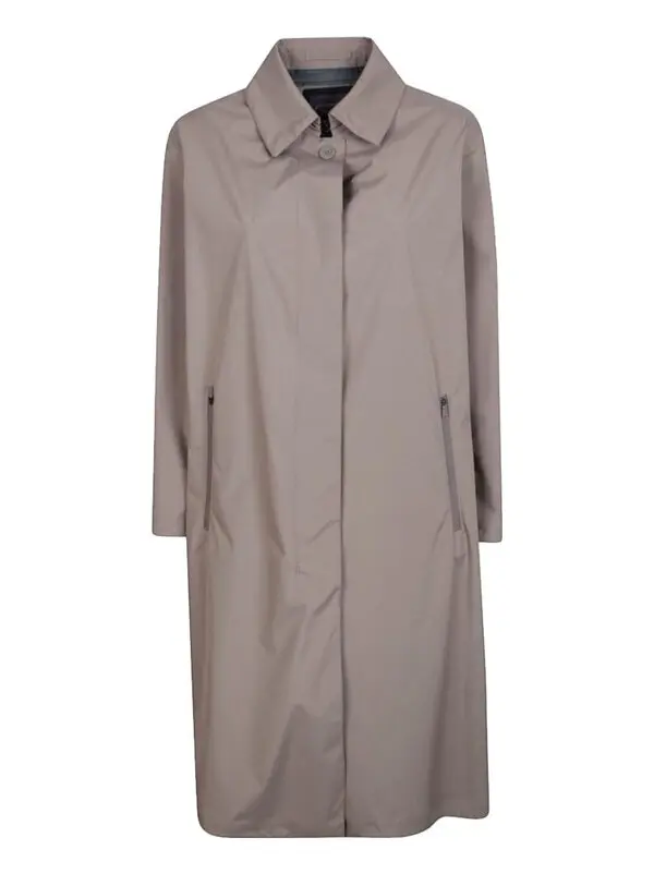 Herno Concealed-fastening Pleated Coat - Gray