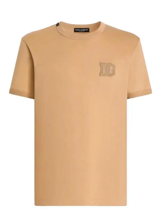 Dolce & Gabbana Dolce Gabbana Embroidered Logo T-shirt - Beige