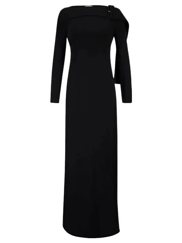 COURREGES Buckled Long Sleeve Maxi Dress - Black