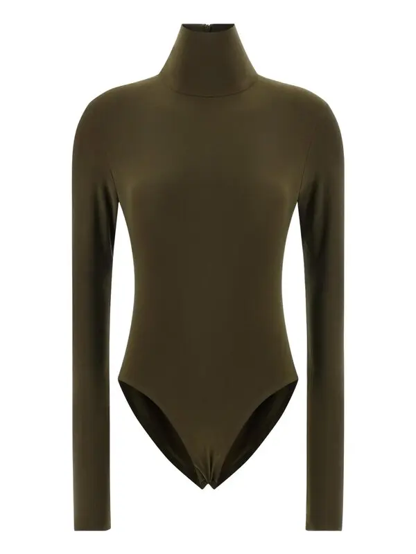 Norma Kamali Turtleneck Long Sleeve Bodysuit - Tree Bark