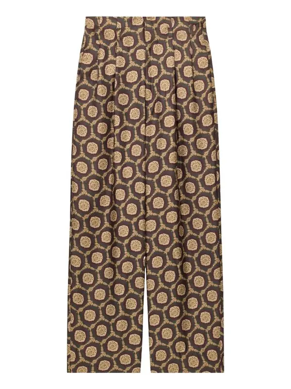 Emporio Armani Wide-leg Printed Trousers - Beige